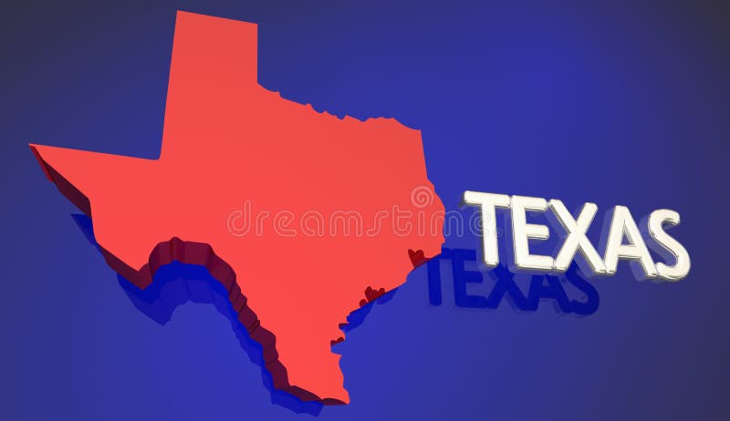Texas Red State Map TX Word Name Stock Illustration - Illustration of ...