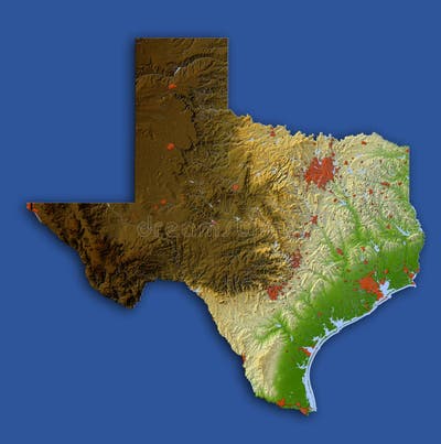 Texas, relief map stock illustration. Illustration of hypsometric - 5574029