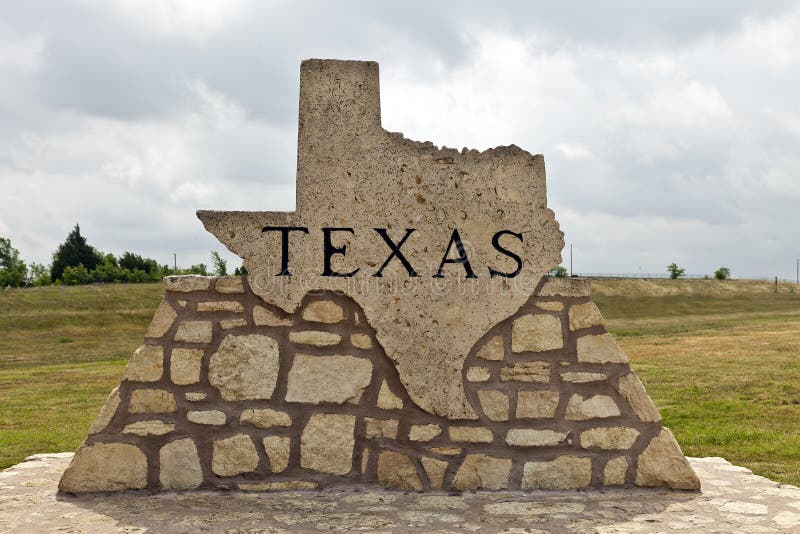 Texas Road Marker Made of Stone Stock Photo - Image of stone, word ...
