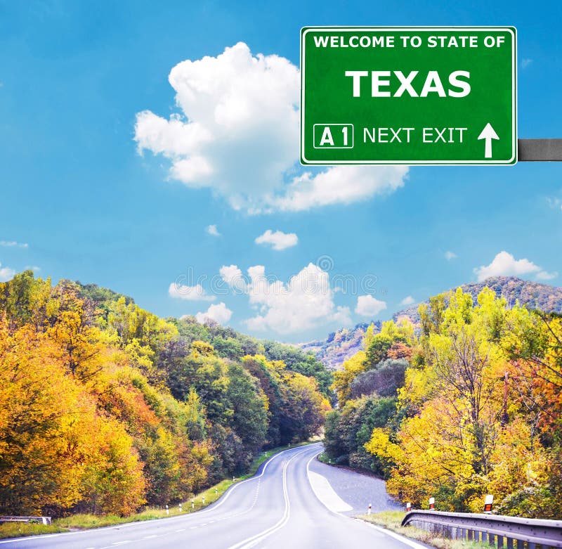TEXAS Road Sign Against Clear Blue Sky Stock Photo - Image of roadside ...