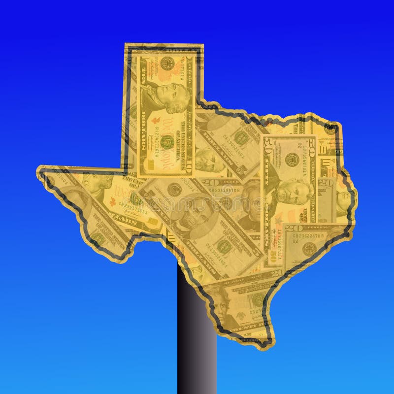 Map of Texas with cash stock illustration. Illustration of montage ...