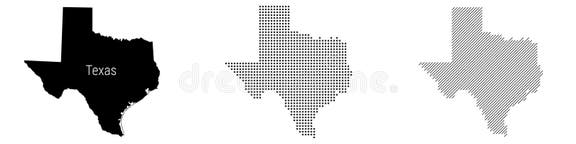 Texas Silhouette Map and Two Patterns of Dots and Slanted Lines. Flat ...
