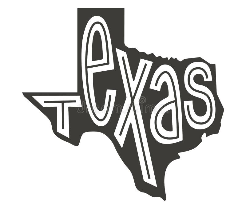 Texas. Silhouette State. Texas Map with Text Script Stock Vector ...