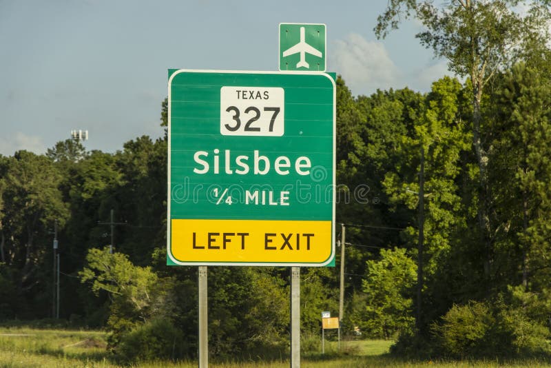 Texas 327 Silsbee, Texas Exit Sign Stock Image - Image of green, texas ...