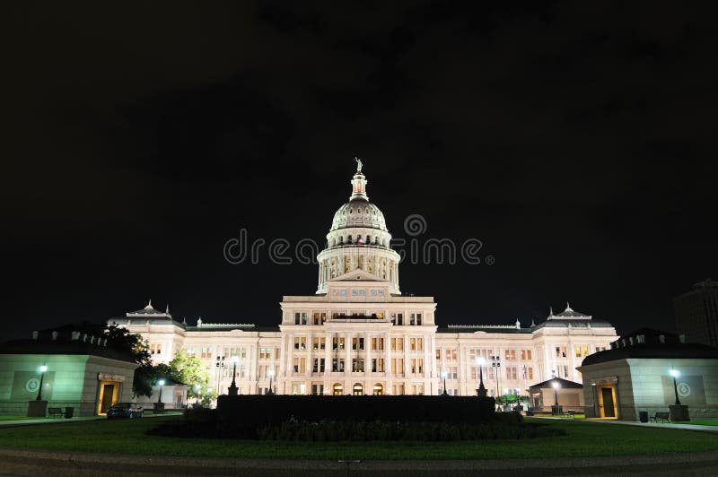 State Capitol Building at Night in Downtown Austin, Texas Stock Photo ...