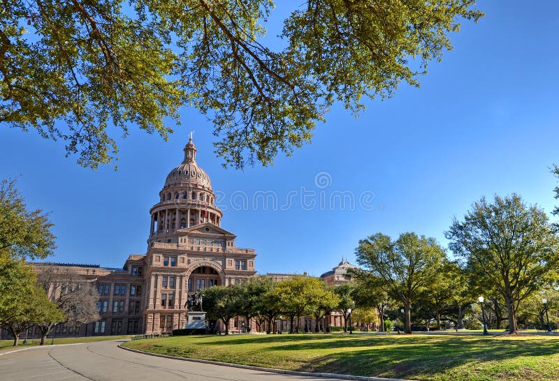 Pink Granite Texas State Capitol in Austin Stock Photo - Image of star ...