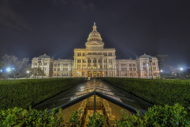 The Texas State Capitol Building Extension, Night Stock Photo - Image ...