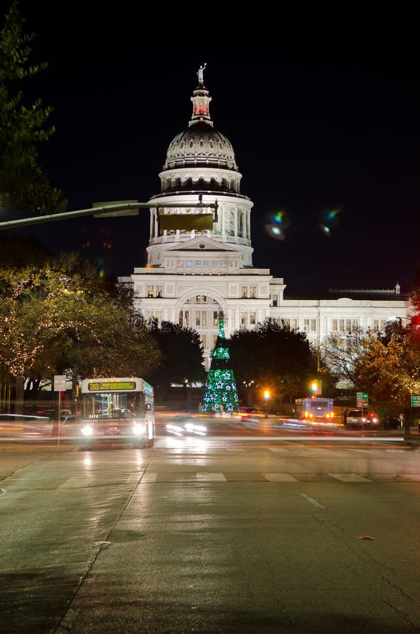 Texas State Capitol Building at Night Editorial Stock Photo - Image of ...