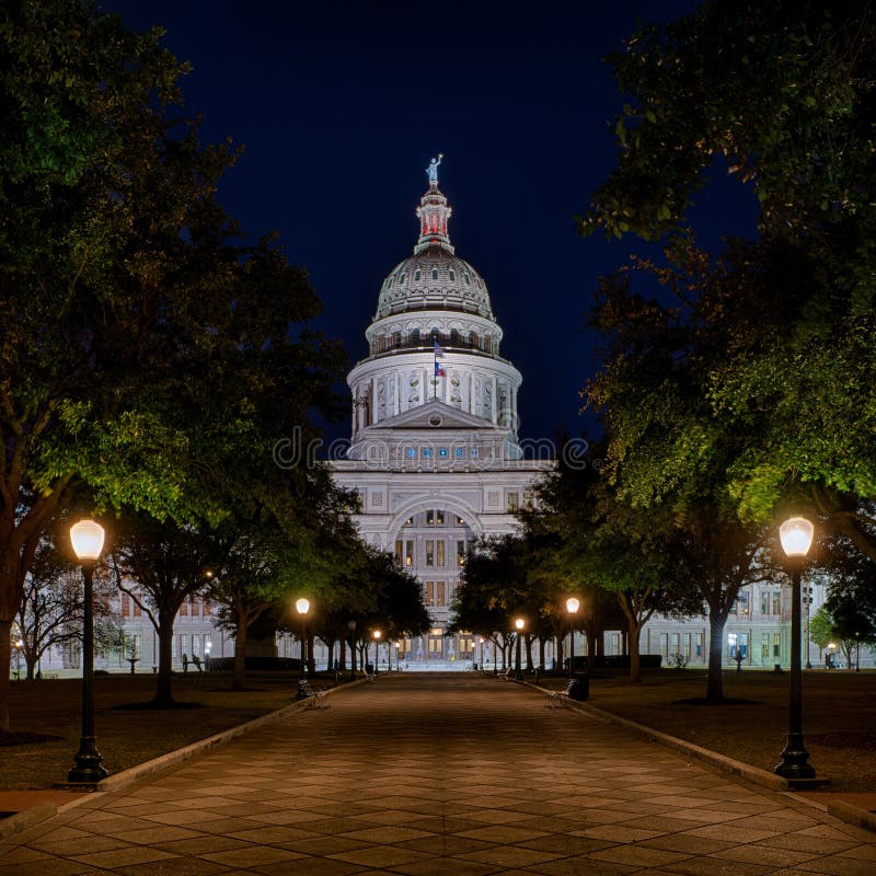 State Capitol Building at Night in Downtown Austin, Texas Stock Photo ...