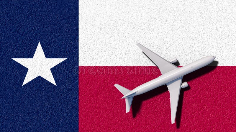 Texas State Flag and Airplane Fly. Flight and Travel Concept Stock ...