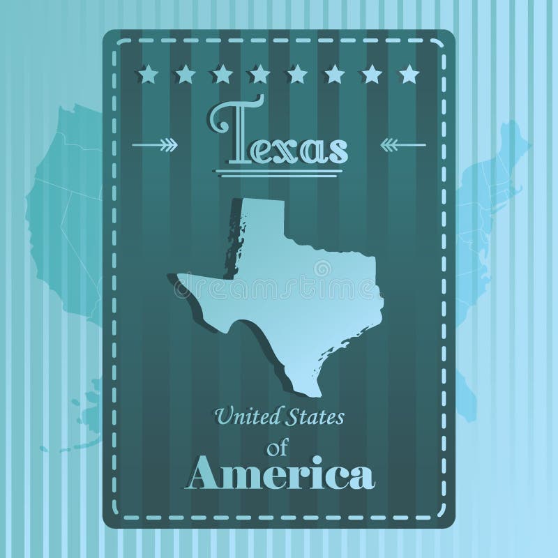 Texas State Map Label. Vector Illustration Decorative Design Stock ...