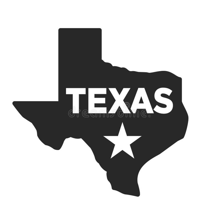 Texas State Map Symbol with Text and Lone Star Stock Vector ...