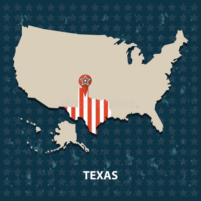 Texas State on the Map of Usa. Vector Illustration Decorative Design ...