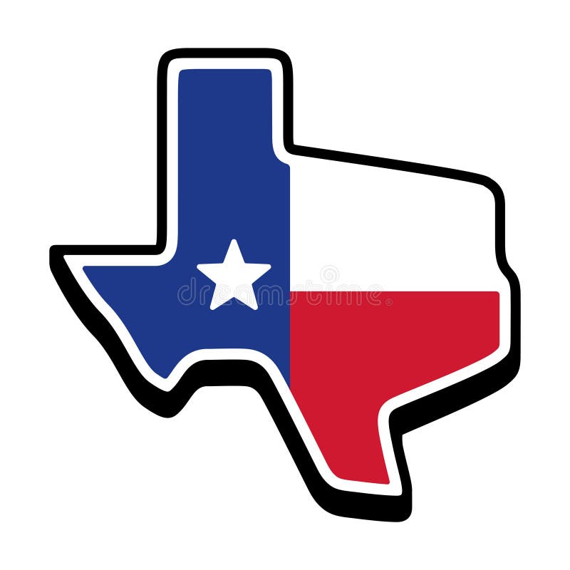 Texas State Shape Sticker with Texas Flag Stock Vector - Illustration ...