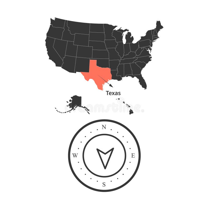 Texas State of USA. Texas Territory and Detailed Silhouette Stock ...