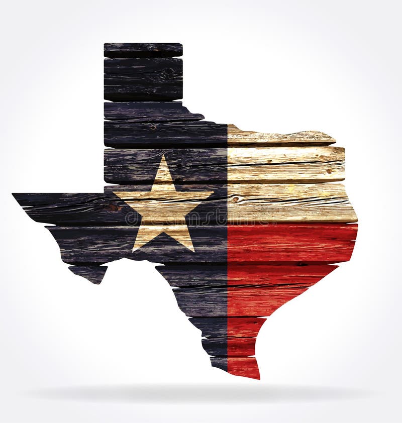 Texas Tx State Flag on Map Shape Rustic Old Wood Stock Vector ...