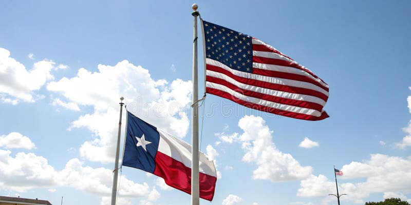 Texas and US Flags on Same Pole Stock Illustration - Illustration of ...