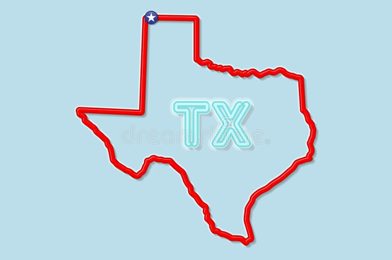 Texas US State Bold Outline Map. Vector Illustration Stock Vector ...