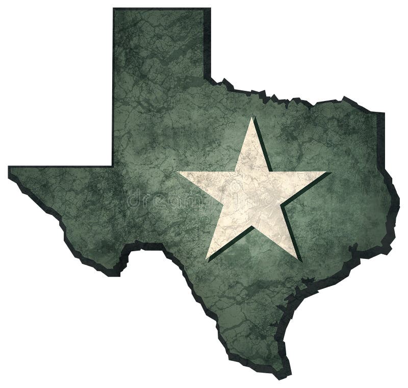 Texas USA Map in Army Green with Bright Star and Grunge Effect Stock ...