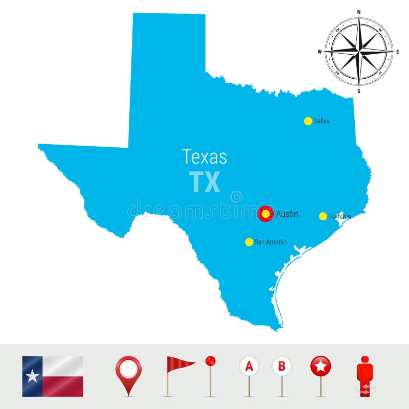 Texas Vector Map Isolated on White Background. High Detailed Silhouette ...
