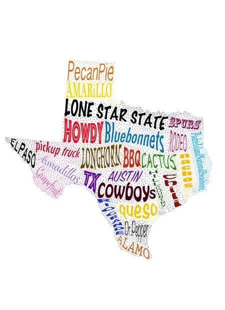 Texas Word Cloud stock illustration. Illustration of elpaso - 130918532