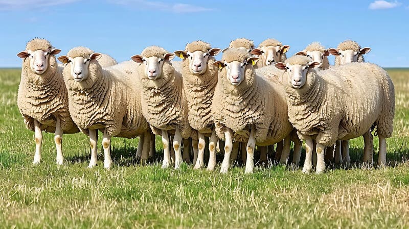 Texel Sheep Gathered As a Group in a Field Stock Photo - Image of ...