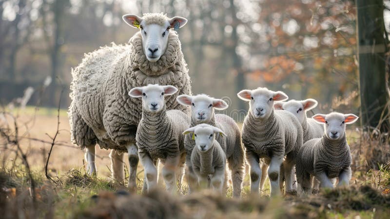 Texel Sheep and Little Lambs. Generative Ai Stock Illustration ...