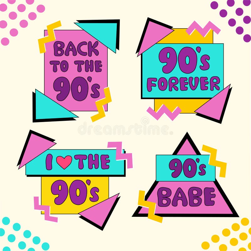 Set of Emblems, Stickers, Logos and Labels of the 90s. Back To 90s ...