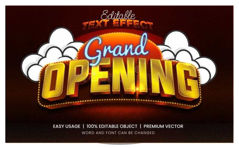 Grand Opening Editable Text Effect Premium Vector Stock Vector ...