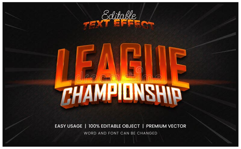 League Championship Editable Text Effect Premium Vector Stock Vector ...