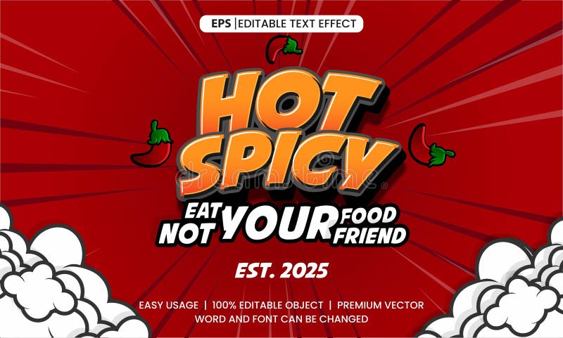Food Retro Editable Text Effect Comic Style Premium Vector Stock Vector ...