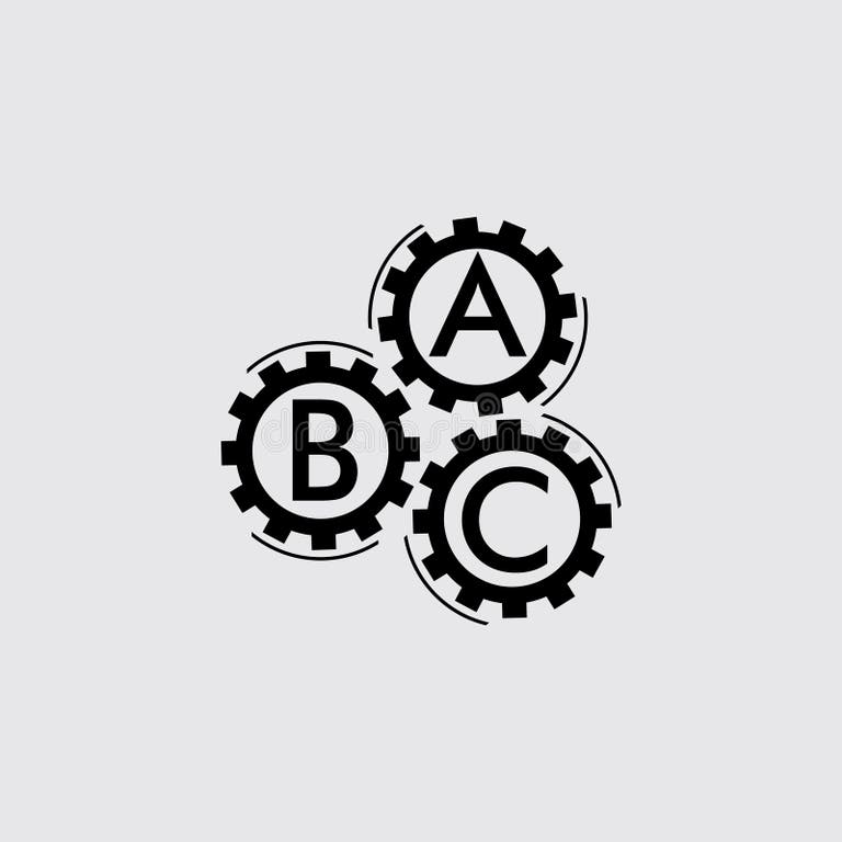 Text Abc Cog Machine Logo Vector Stock Vector - Illustration of ...