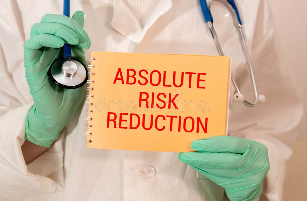 Text ABSOLUTE RISK REDUCTION in the Folder with the Stethoscope Stock ...