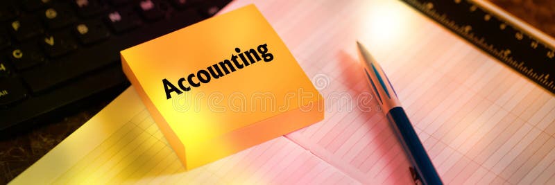 Text ACCOUNTING. Note on Orange Sticker Lying on Notepad Stock Photo ...