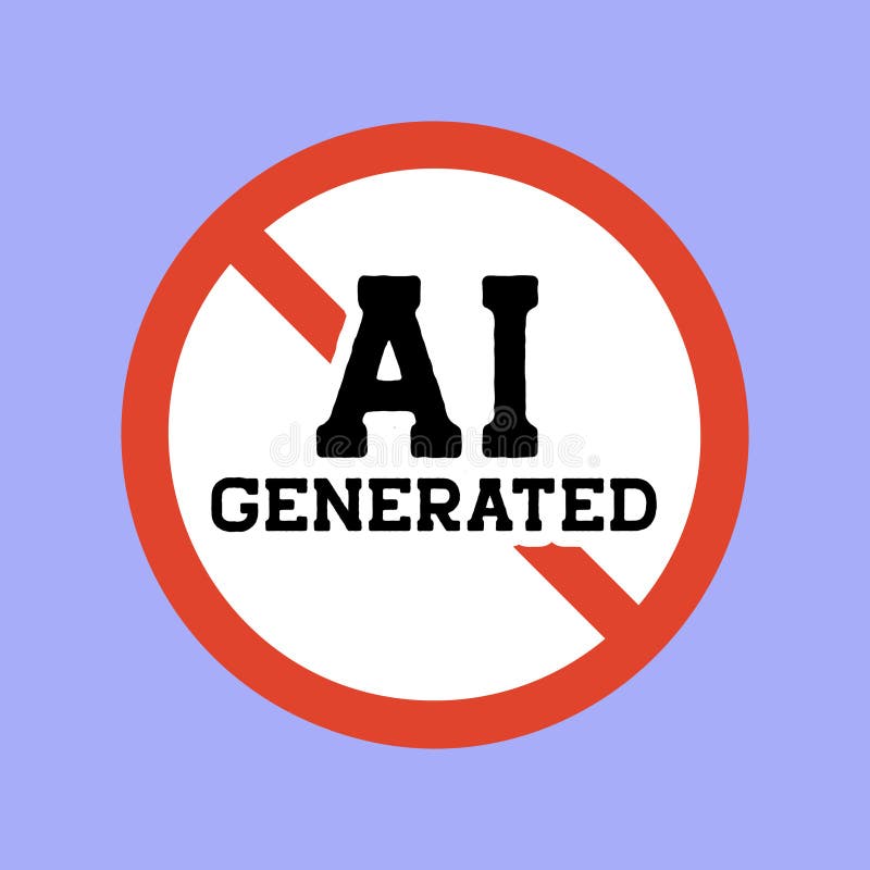 Text AI Generated Inside Red Prohibition Sign on Purple Background. Ban ...