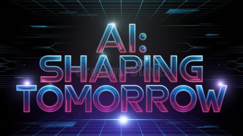 Text AI: Shaping Tomorrow with Futuristic Typography and Glowing Grid ...