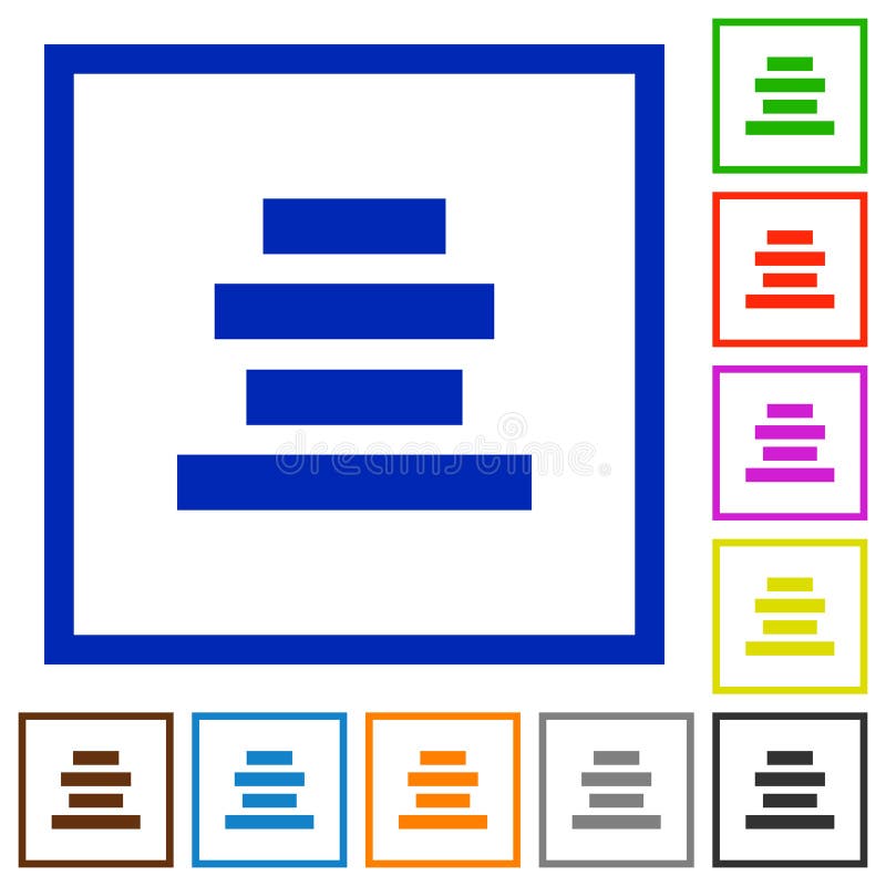 Text Align Center Flat Framed Icons Stock Vector - Illustration of gray ...