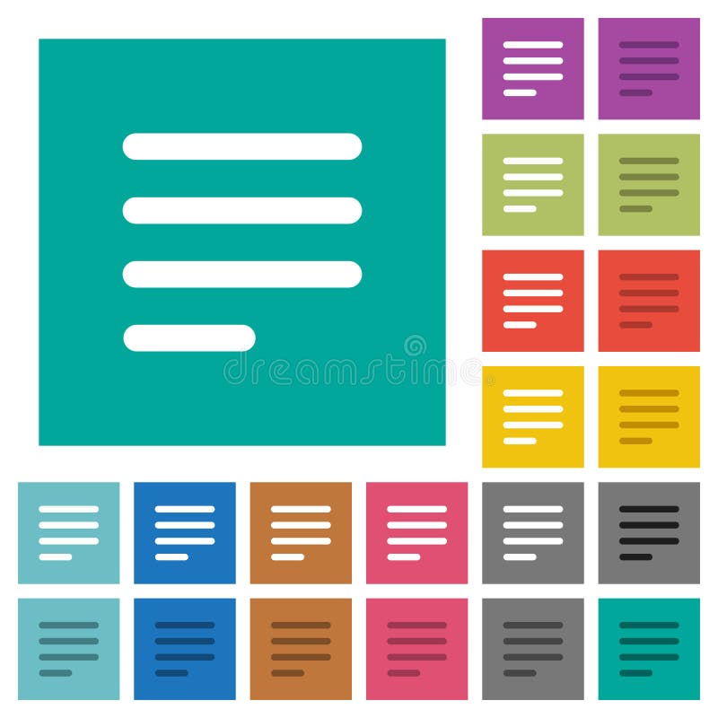 Text Align Justify Last Row Left Square Flat Multi Colored Icons Stock ...