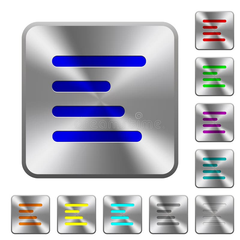 Text Align Left Rounded Square Steel Buttons Stock Vector ...