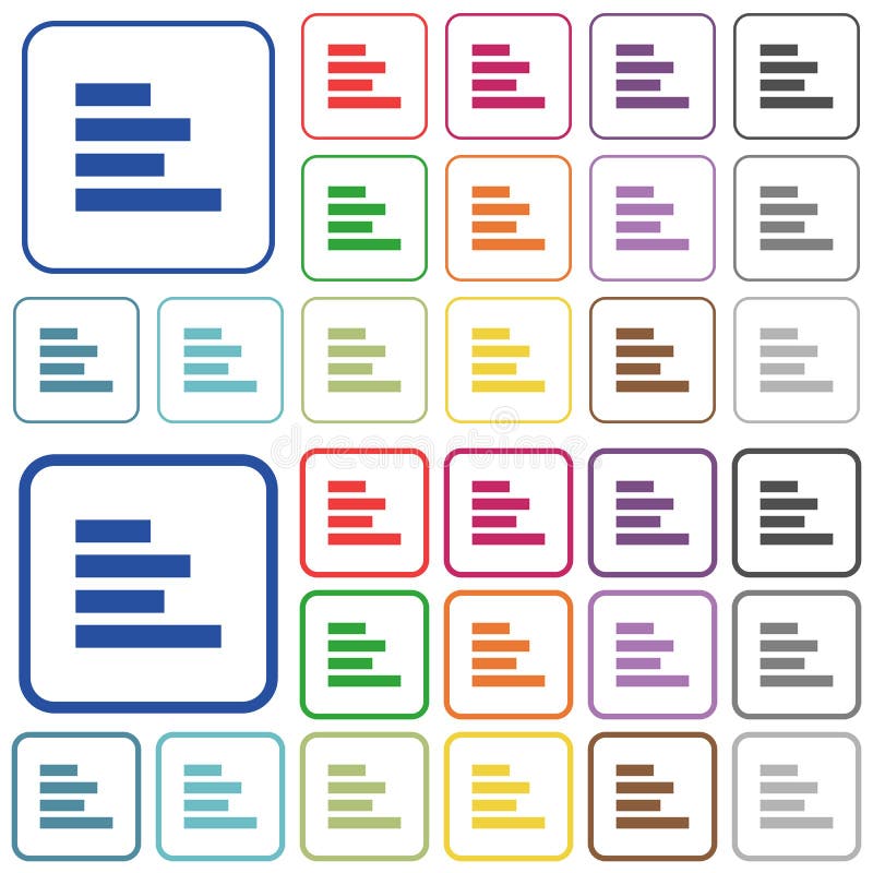 Text Align Left Outlined Flat Color Icons Stock Vector - Illustration ...