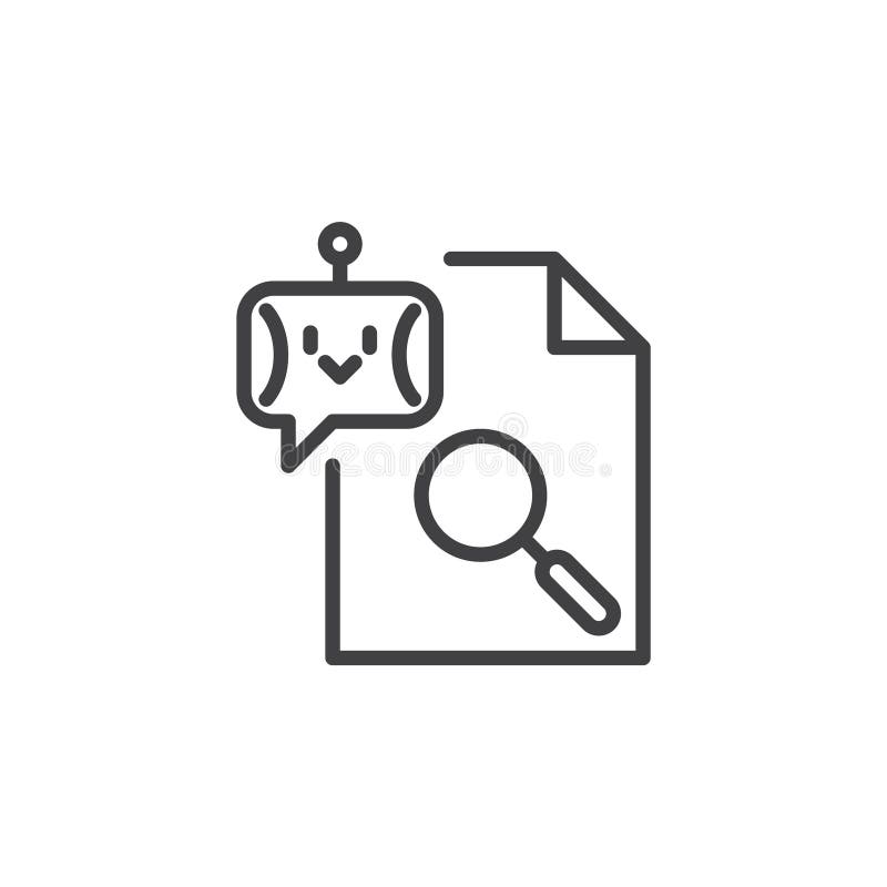 Text Analysis Bot Line Icon Stock Vector - Illustration of research ...