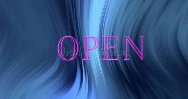 Text Animation OPEN Over Blue Abstract Flowing Background Stock Video ...