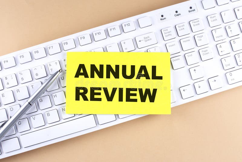 Text ANNUAL REVIEW Text on a Sticky on Keyboard, Business Concept Stock ...