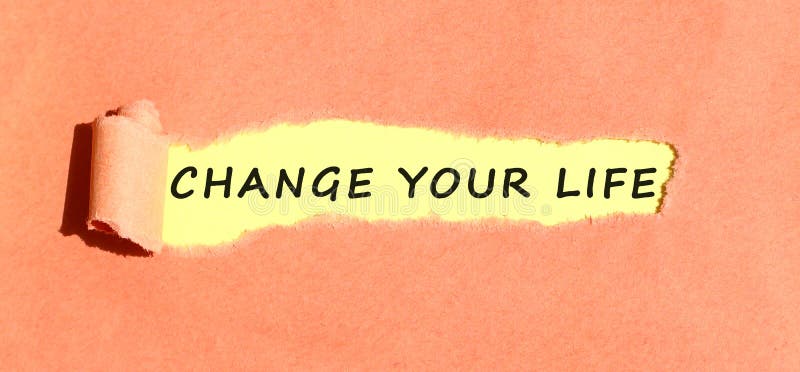 The Text Appearing on Yellow Paper Behind Torn Color Paper. Top View ...