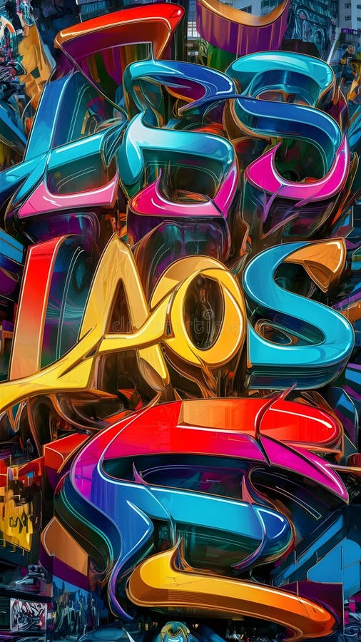 Text Art Graffiti LAOS, Illustrations Art Text, Text Color Effect 3d ...