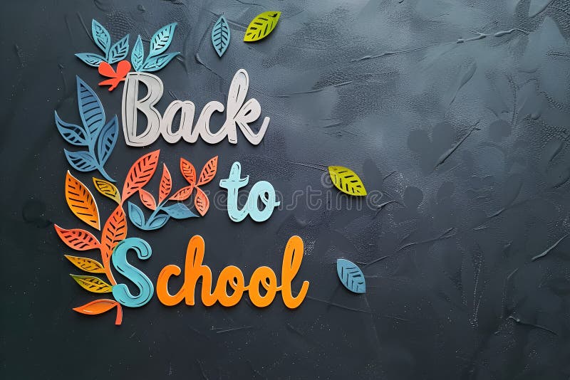 Text Back To School on Black Board with Leaves Stock Photo - Image of ...