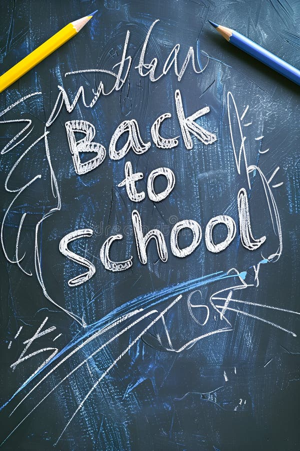Text Back To School Written in White Chalk on Black Board Stock Photo ...
