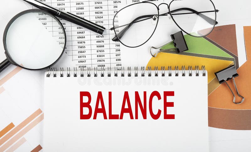 Text BALANCE on White Paper Notebook on the Diagram. Business Concept ...