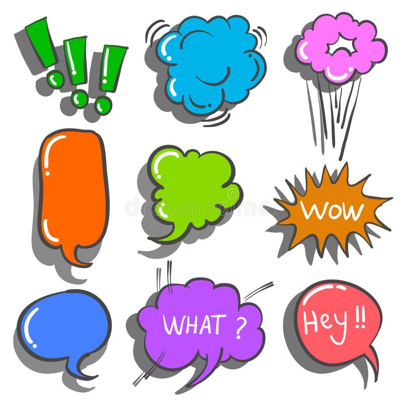 Text Balloon Style Doodles Collection Stock Vector - Illustration of ...