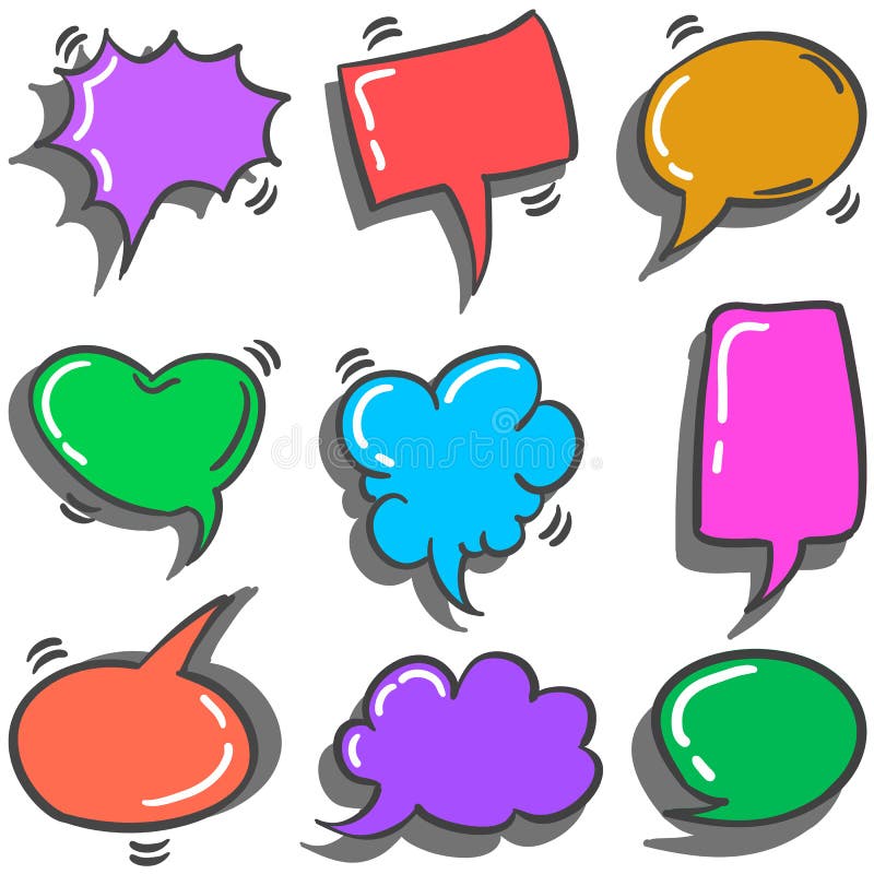 Set of Text Balloon Style Hand Draw Stock Vector - Illustration of ...